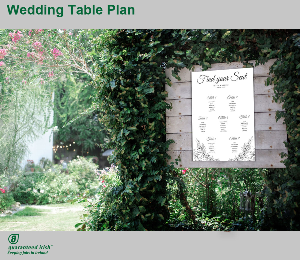 Wedding Table Plan | Printing Dublin ☘️ Fastest Turnaround in Ireland ...